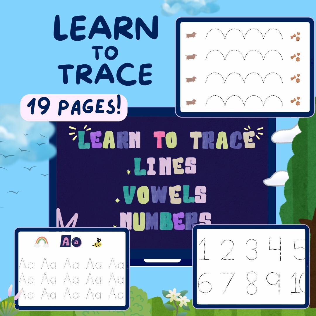 Learn to Trace: Lines, Vowels and Numbers | Preschool Tracing Workbook ...