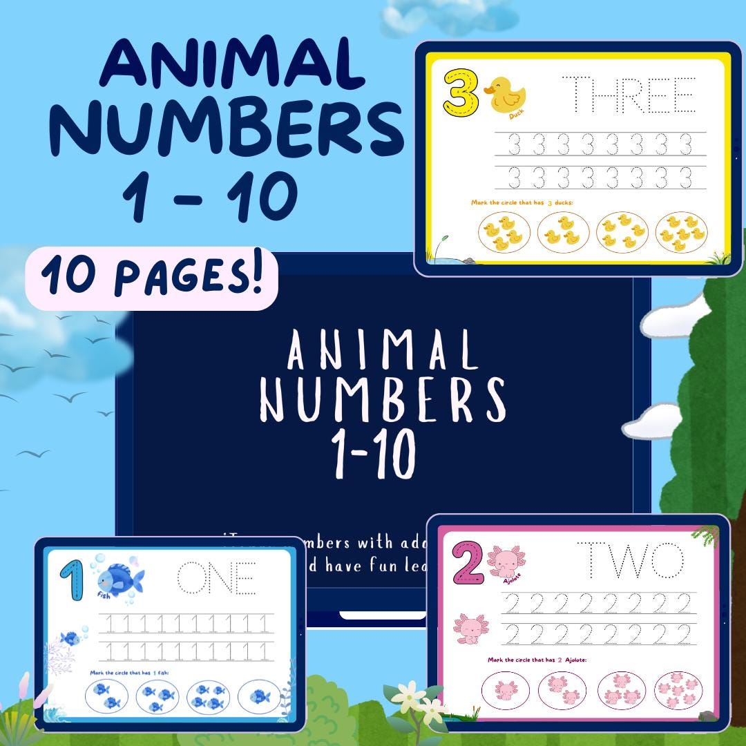 Animal Numbers 1-10 | Fun Counting & Tracing Workbook for Kids ...