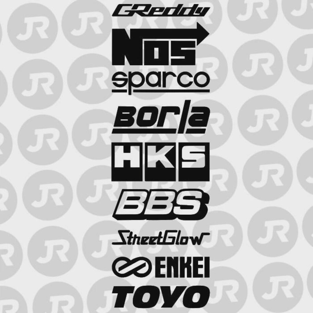 9 Car Automotive Sponsor Decals Pack JDM Drift Racing Sport Logos Gloss ...