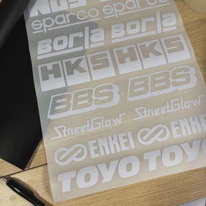 9 Car Automotive Sponsor Decals Pack JDM Drift Racing Sport Logos Gloss ...