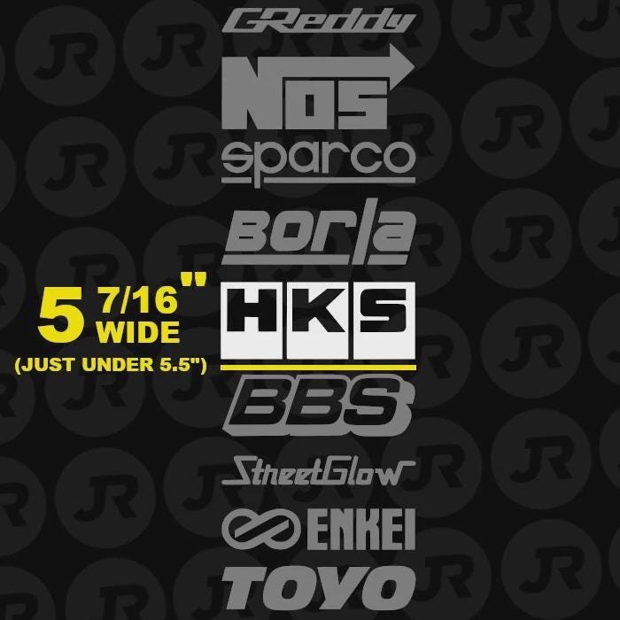 9 Car Automotive Sponsor Decals Pack JDM Drift Racing Sport Logos Gloss ...