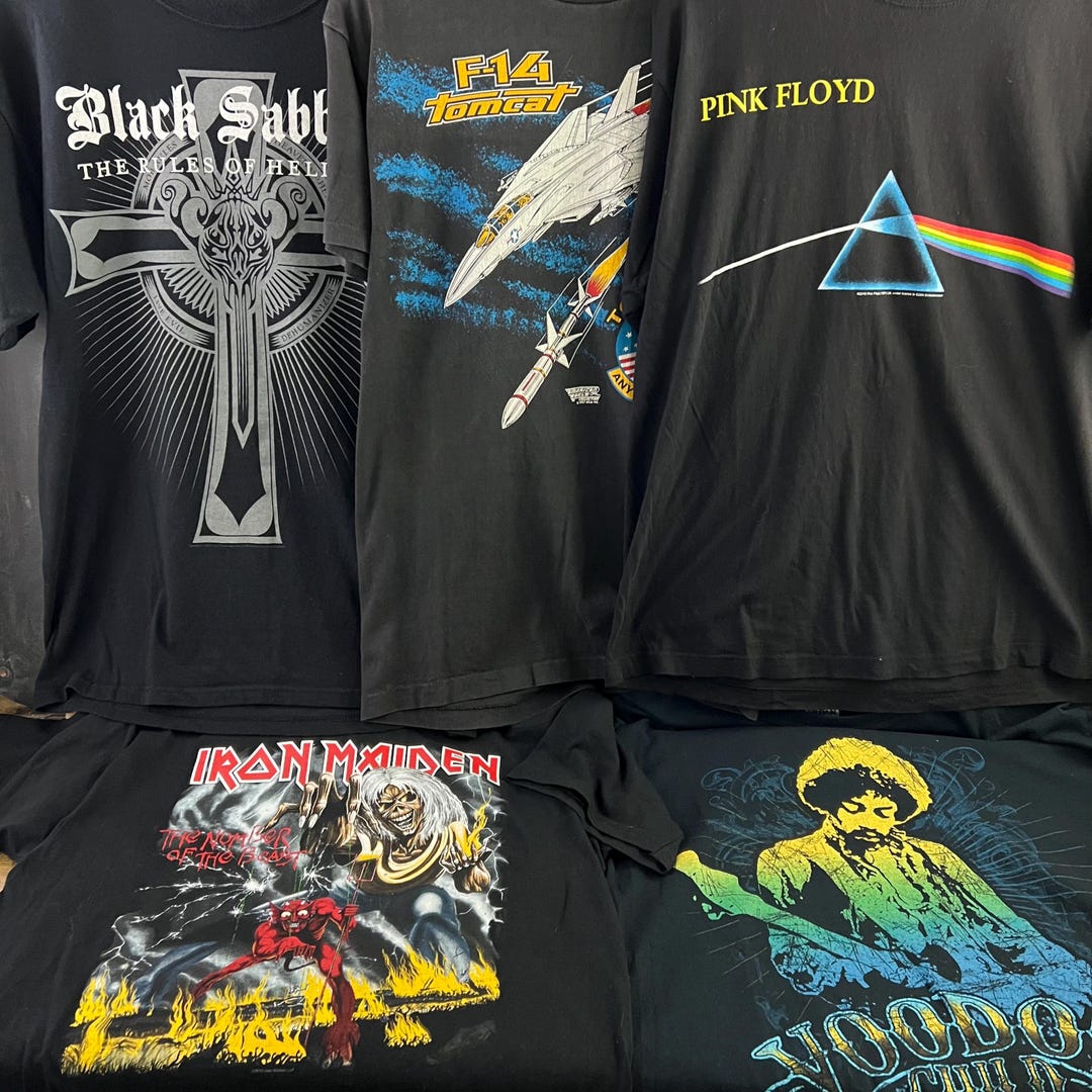 Vintage and Early 2000s Rock T-shirts Size L Black Sabbath Top Gun M ...