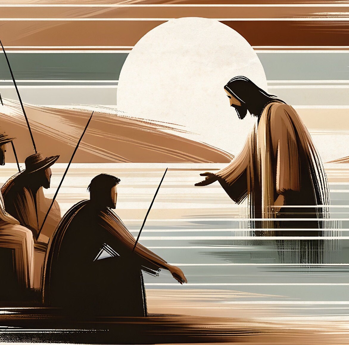 Jesus and the Fisherman DIGITAL DOWNLOAD, Jesus Bible Art, Miraculous ...