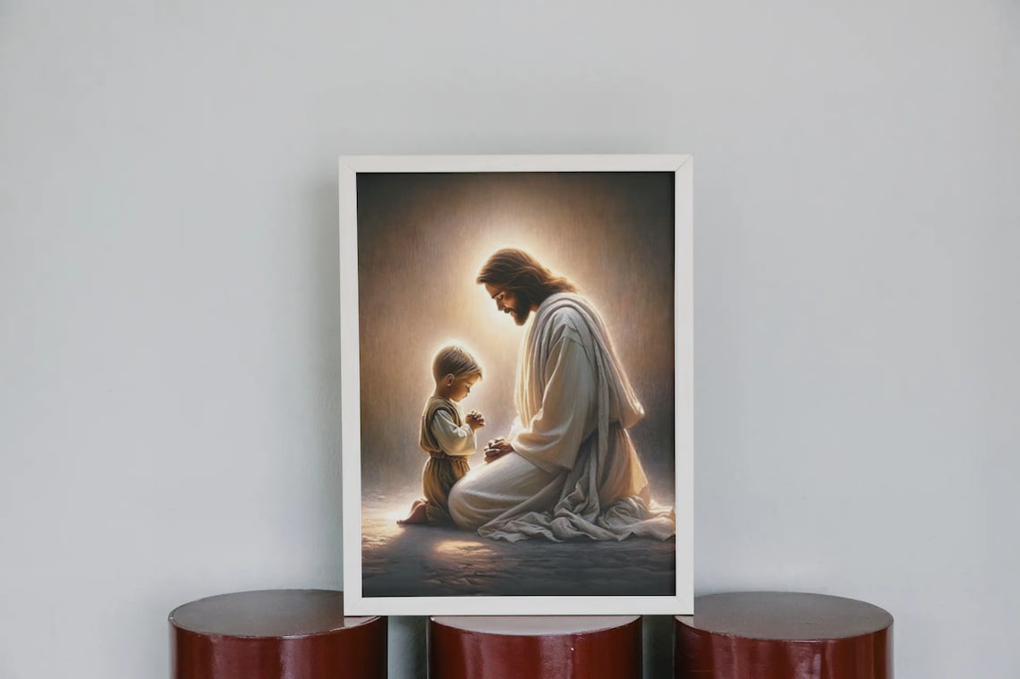 Jesus and Boy Praying Art, Christian LDS Illustration (digital Download ...