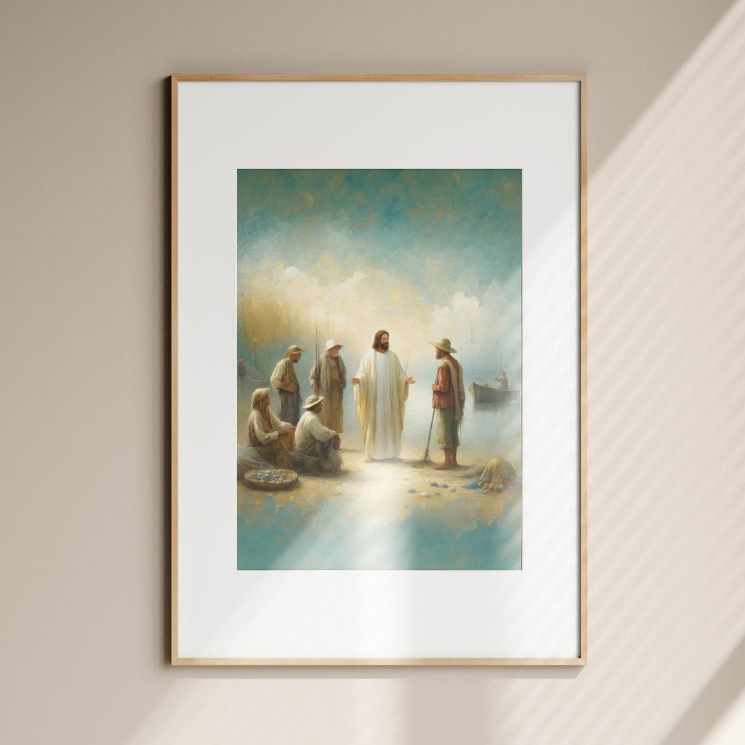 Jesus and the Fisherman DIGITAL DOWNLOAD, Jesus Bible Art, Miraculous ...