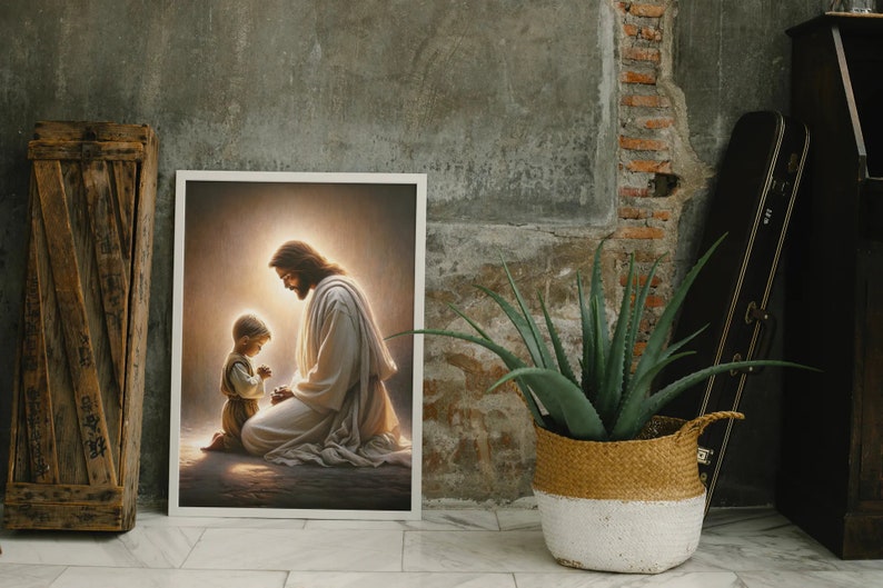 Jesus and Boy Praying Art, Christian LDS Illustration (digital Download ...