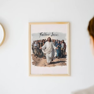 Follow Jesus Christ DIGITAL DOWNLOAD, Come Follow Me Bible Art, Cross ...