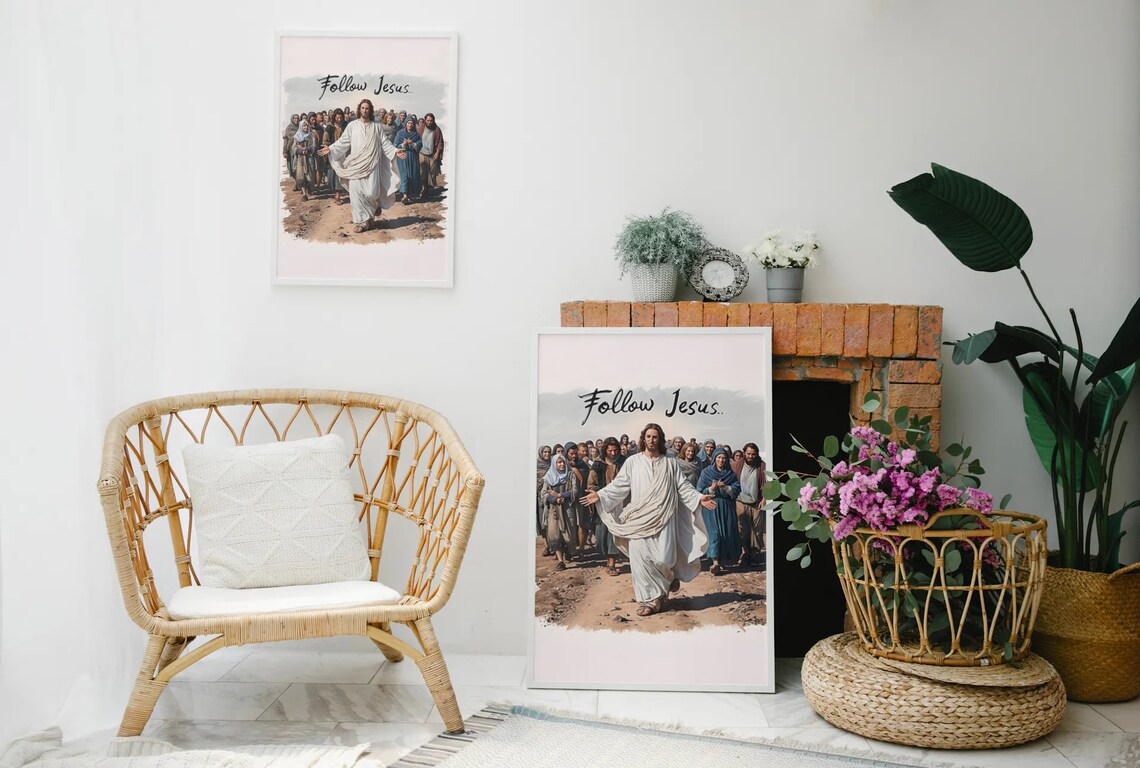 Follow Jesus Christ DIGITAL DOWNLOAD, Come Follow Me Bible Art, Cross ...