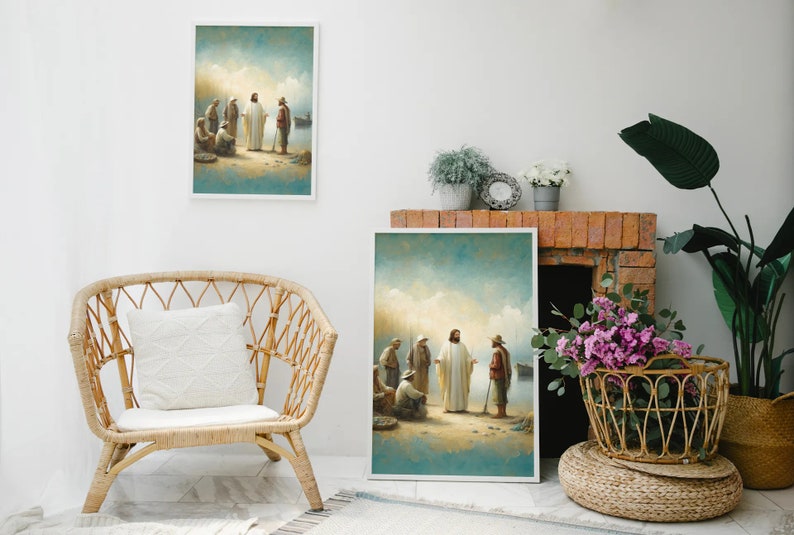 Jesus and the Fisherman DIGITAL DOWNLOAD, Jesus Bible Art, Miraculous ...