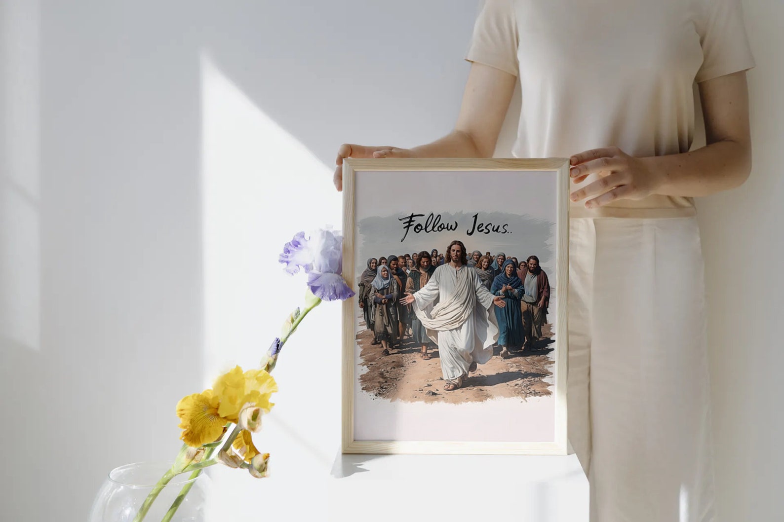 Follow Jesus Christ DIGITAL DOWNLOAD, Come Follow Me Bible Art, Cross ...