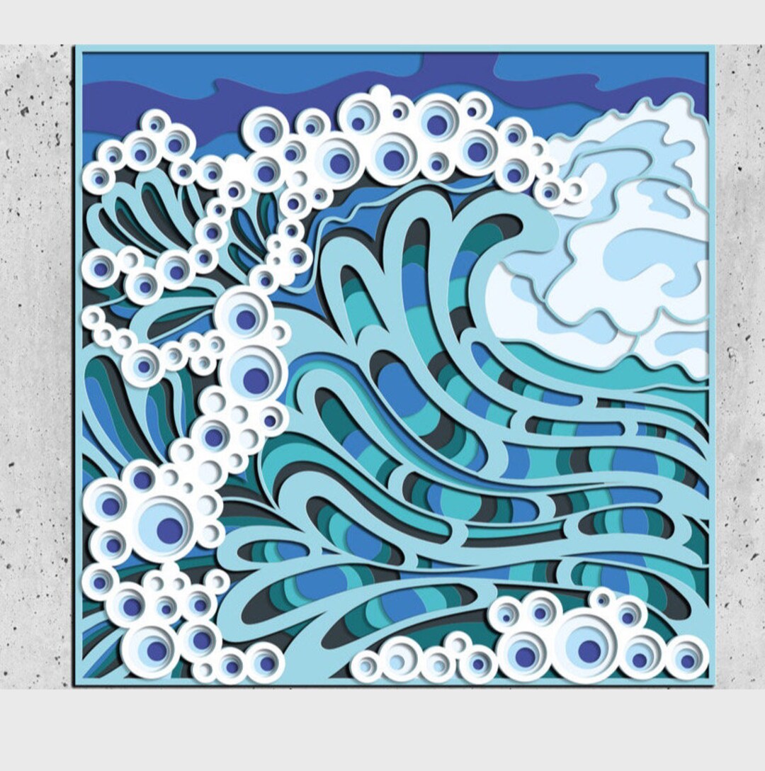 BIG WAVE Paper Art Beautiful 3D Shadow Box - Etsy