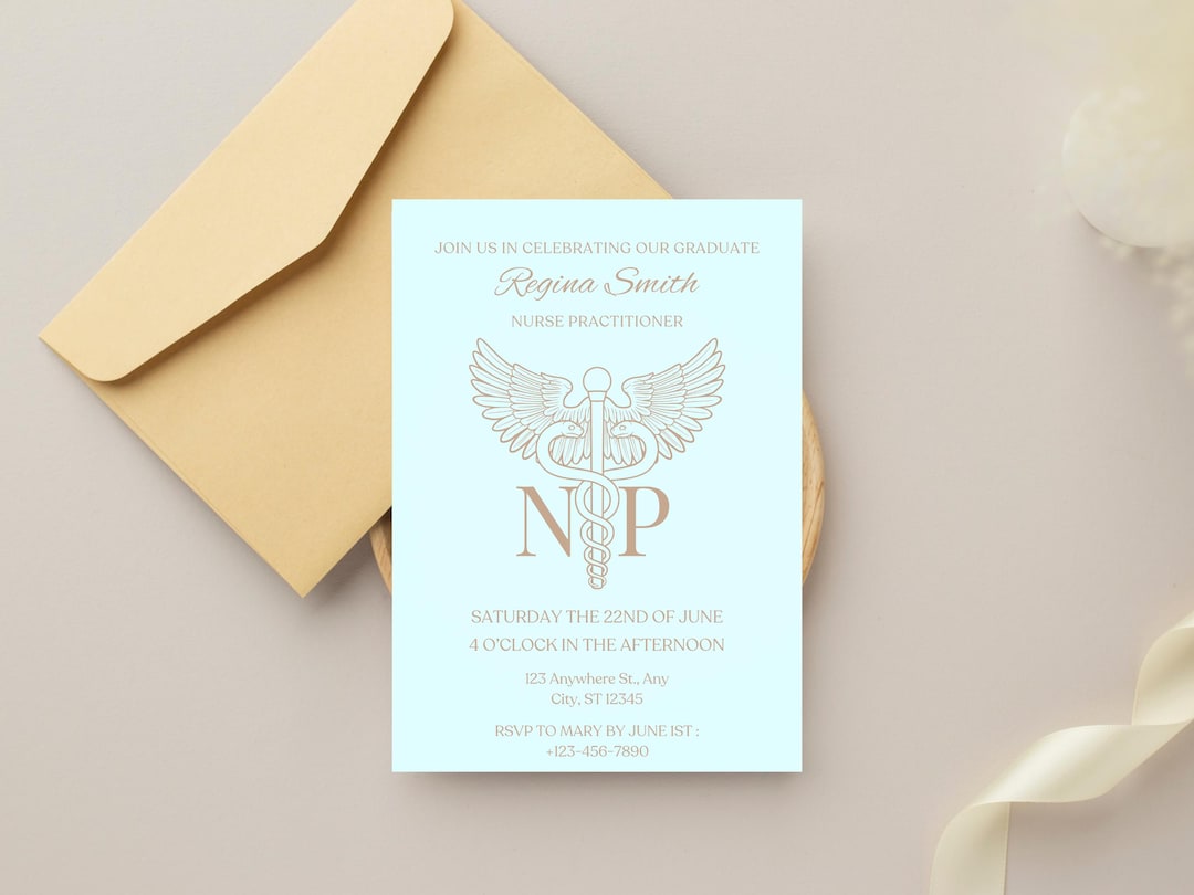 Mint Nurse Practitioner Graduation Invitation Template | Mint Beige ...