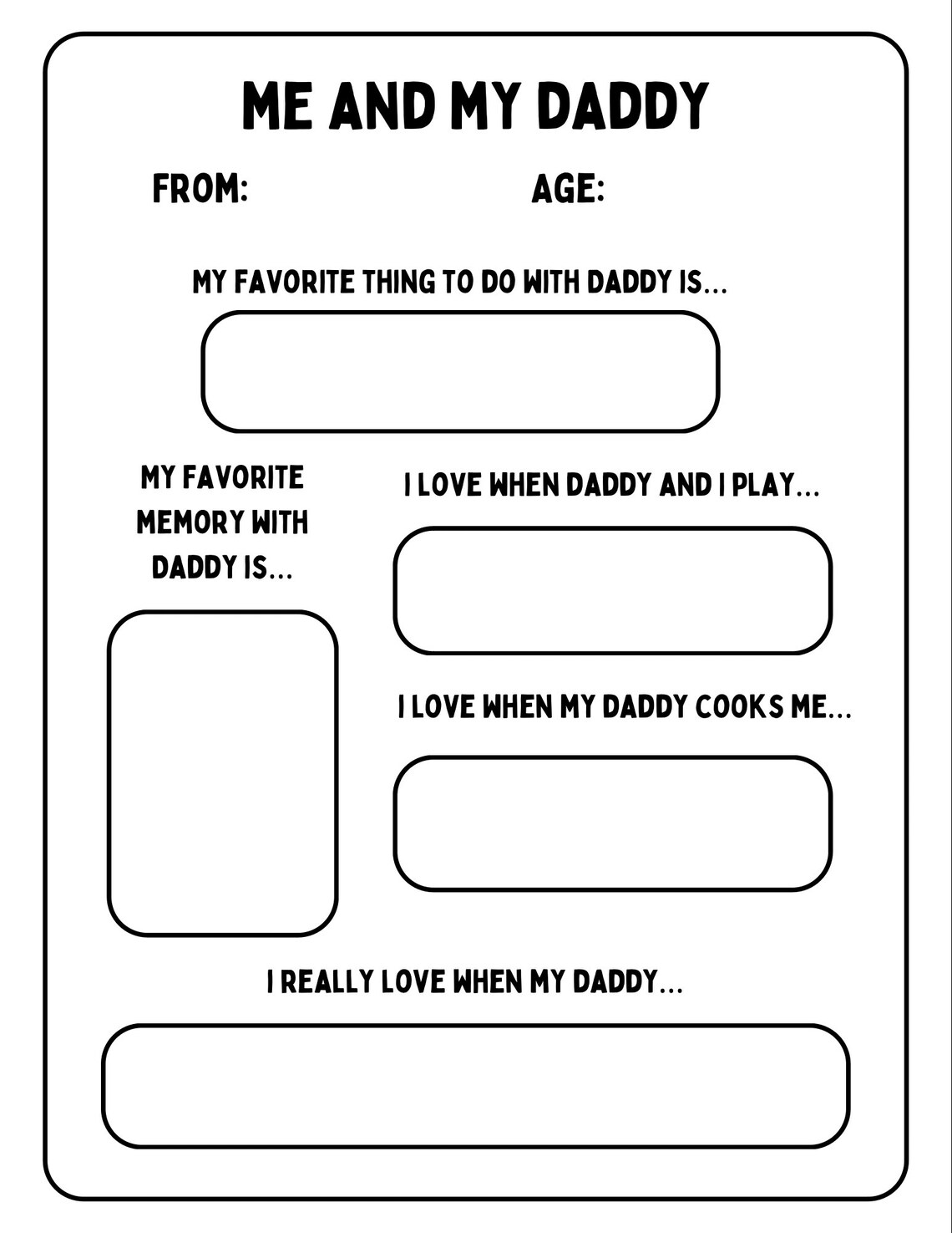 Printable Fathers Day Gift From Child, Me and My Dad Template, About ...
