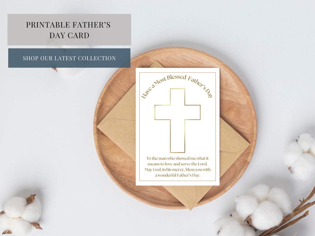 PRINTABLE Religious Father's Day Card - Gold Cross Digital Father's Day ...