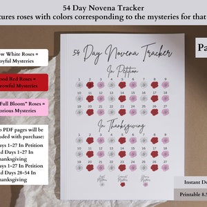 Printable 54 Day Novena Tracker: Catholic Prayers, Prayer Tracker ...