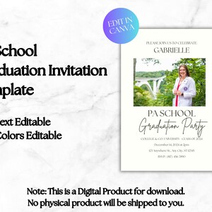 Simple Physician Assistant Graduation Invitation Editable, PA School ...