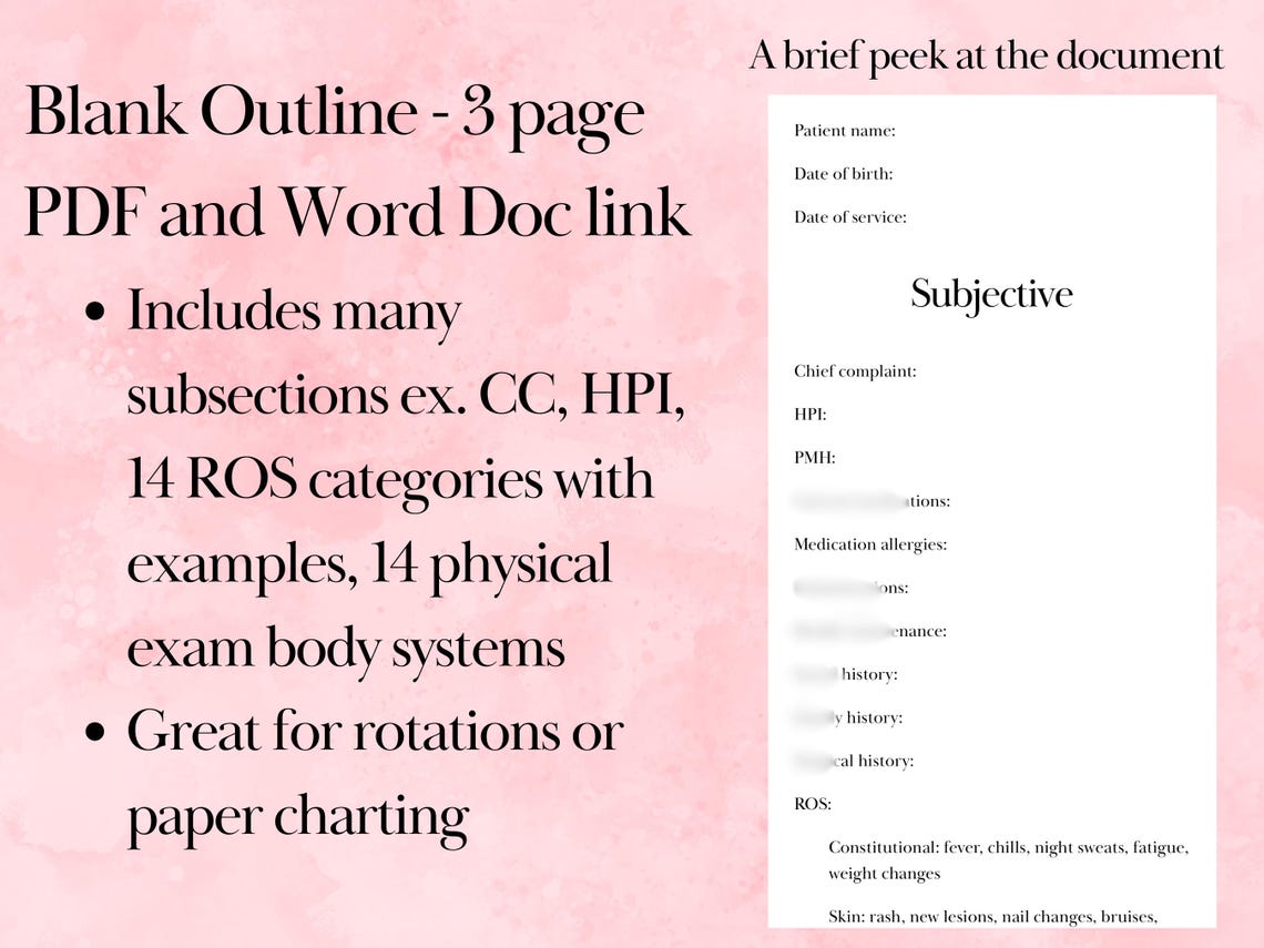 Digital SOAP Note Template for Students and Providers | Printable SOAP ...