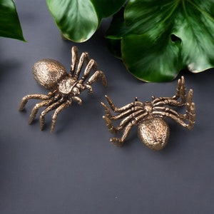 Brass Spider Figurine Set | Two-piece Brass Spider Decor | Unique Home ...