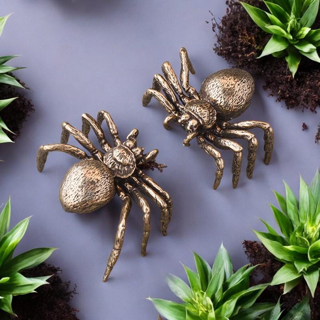 Set of 2 Solid Brass Spider Figurines,brass Spider Figurine - Etsy