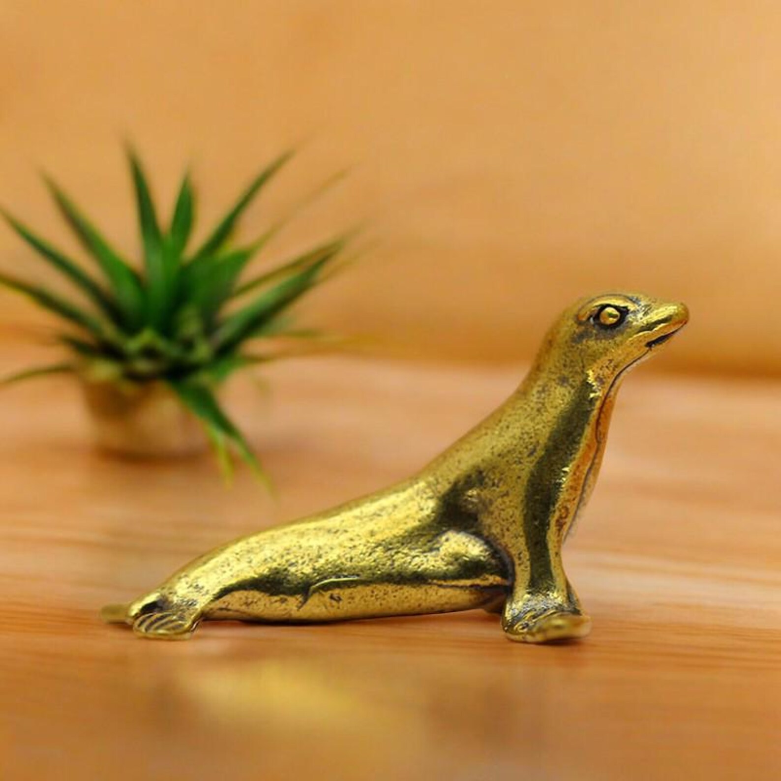 Vintage Brass Seal Figurine Set, Retro Animal Statues, Miniature Sea ...