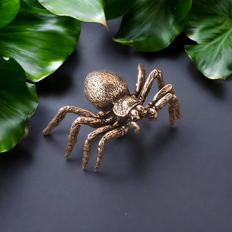 Brass Spider Figurine Set | Two-piece Brass Spider Decor | Unique Home ...