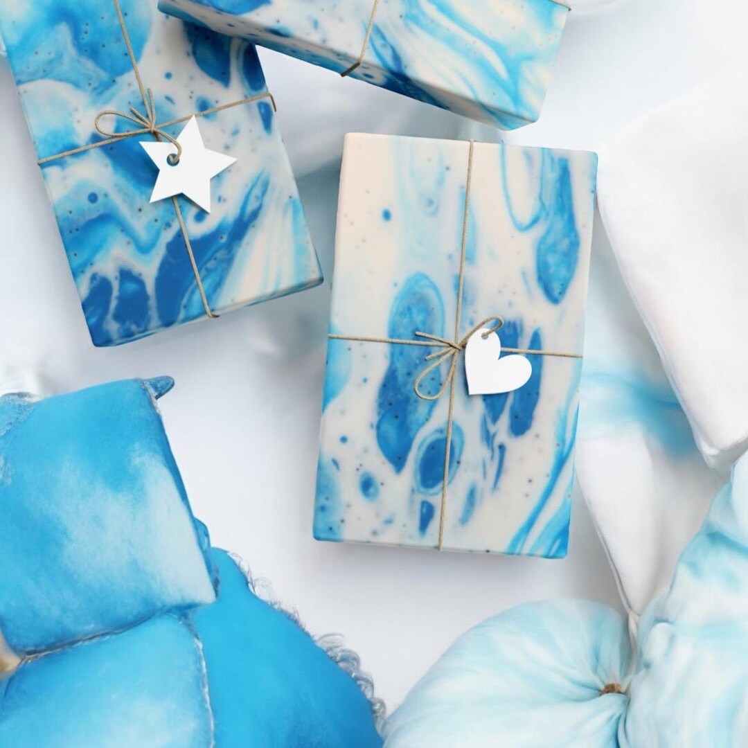 Blue Watercolor Splash Gift Wrap Paper, Blue Gift Wrap, Unique Gift ...