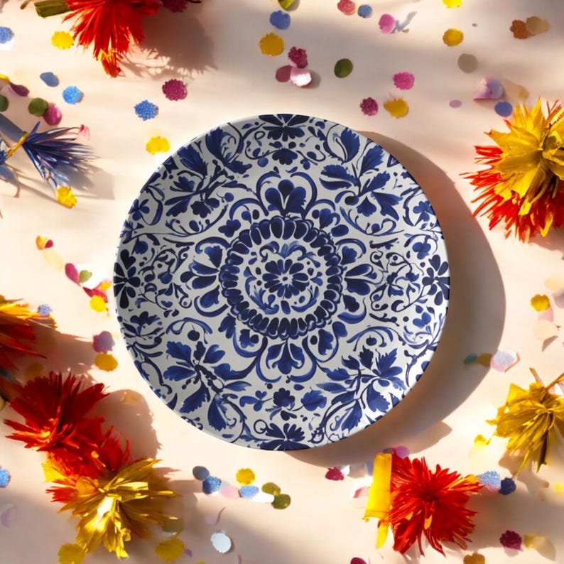 Mexican Plate Sets, Blue Talavera Tile, Bone China, Mexican Dinnerware ...