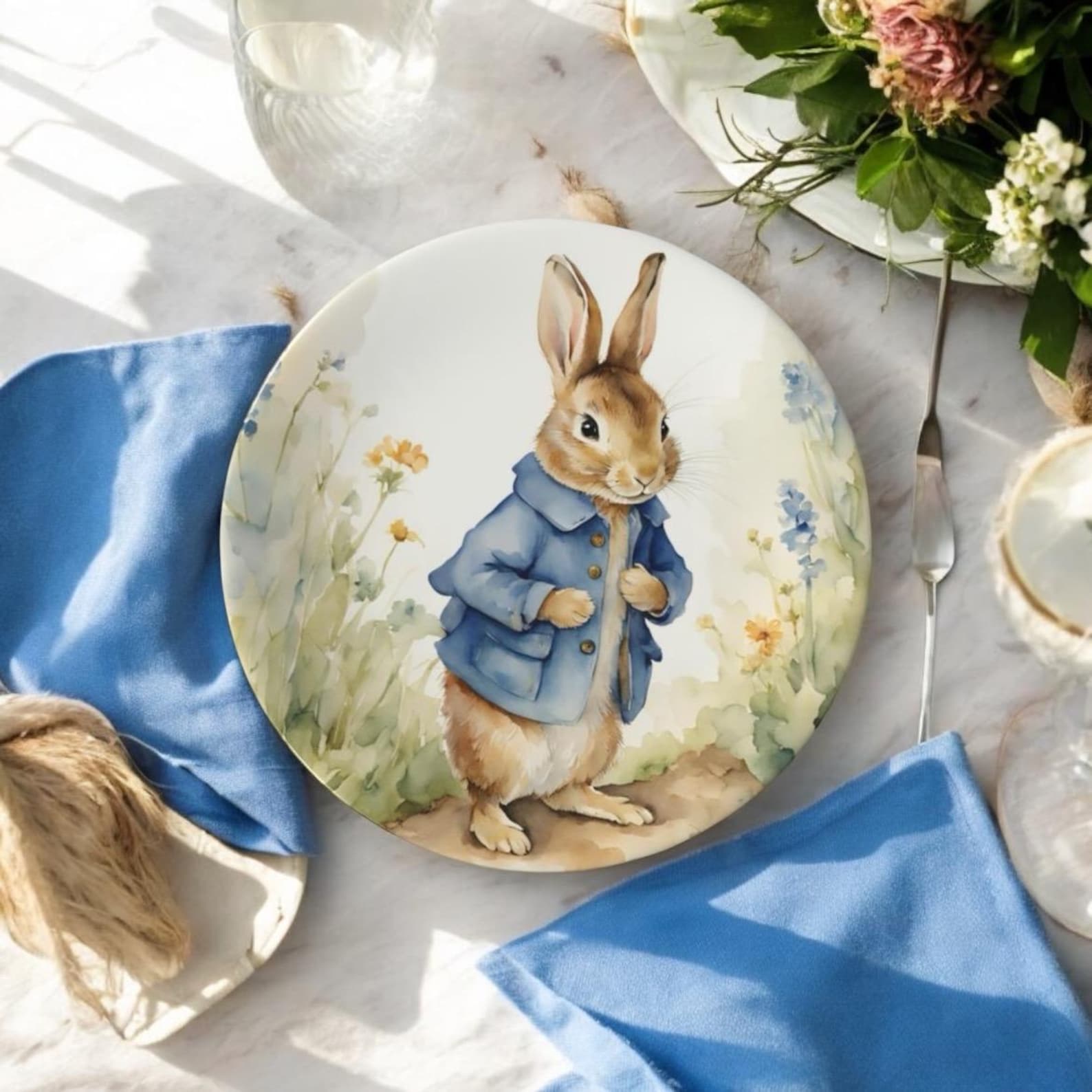Watercolor Art Peter Rabbit Bone China Plates, Dinnerware Set, Easter ...