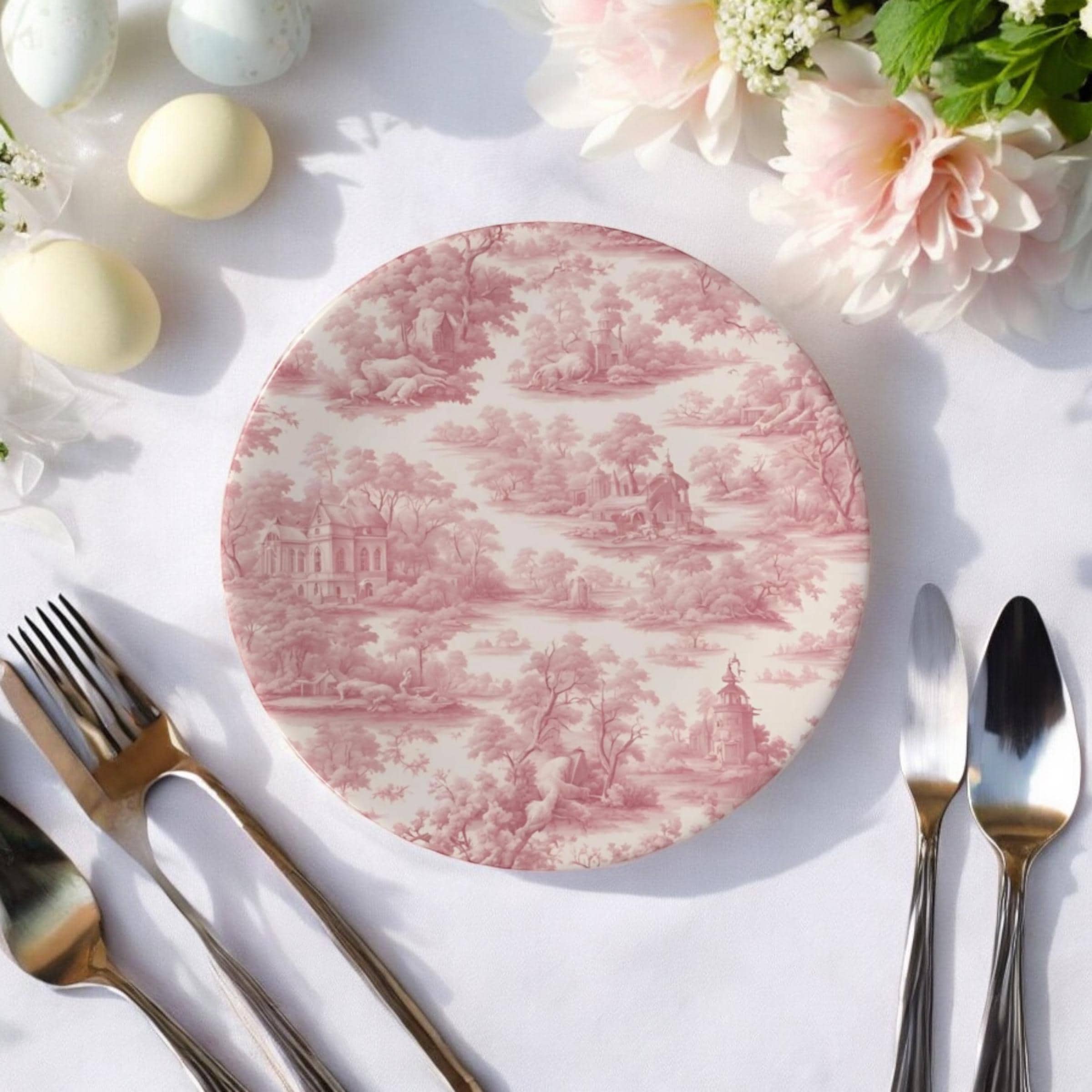 Variety Toile Plate Dinnerware Set, Bone China Plate, Easter Dinnerware ...