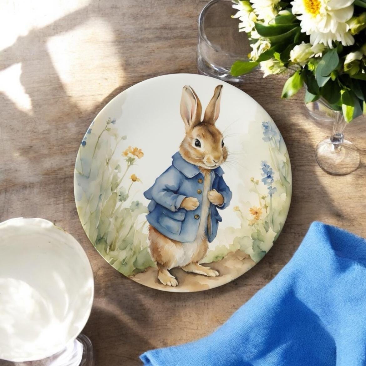 Watercolor Art Peter Rabbit Bone China Plates, Dinnerware Set, Easter ...