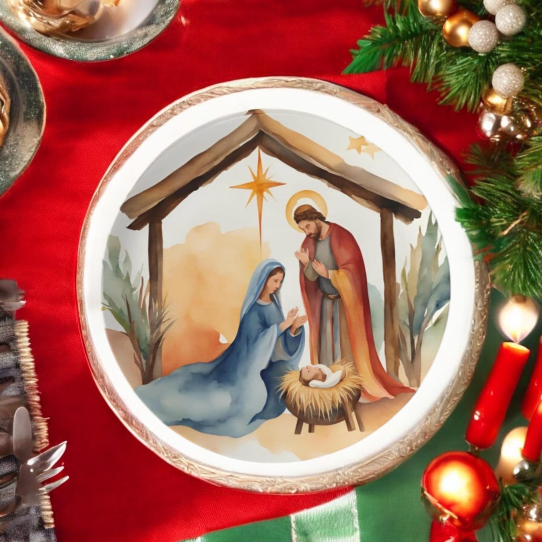 Nativity Plate, Christmas Dinnerware Set, Bone China Plate, Unique ...