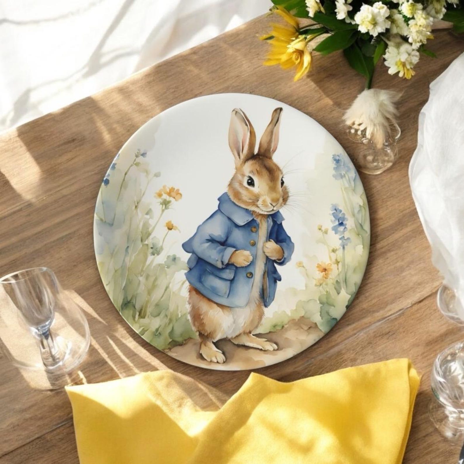 Watercolor Art Peter Rabbit Bone China Plates, Dinnerware Set, Easter ...
