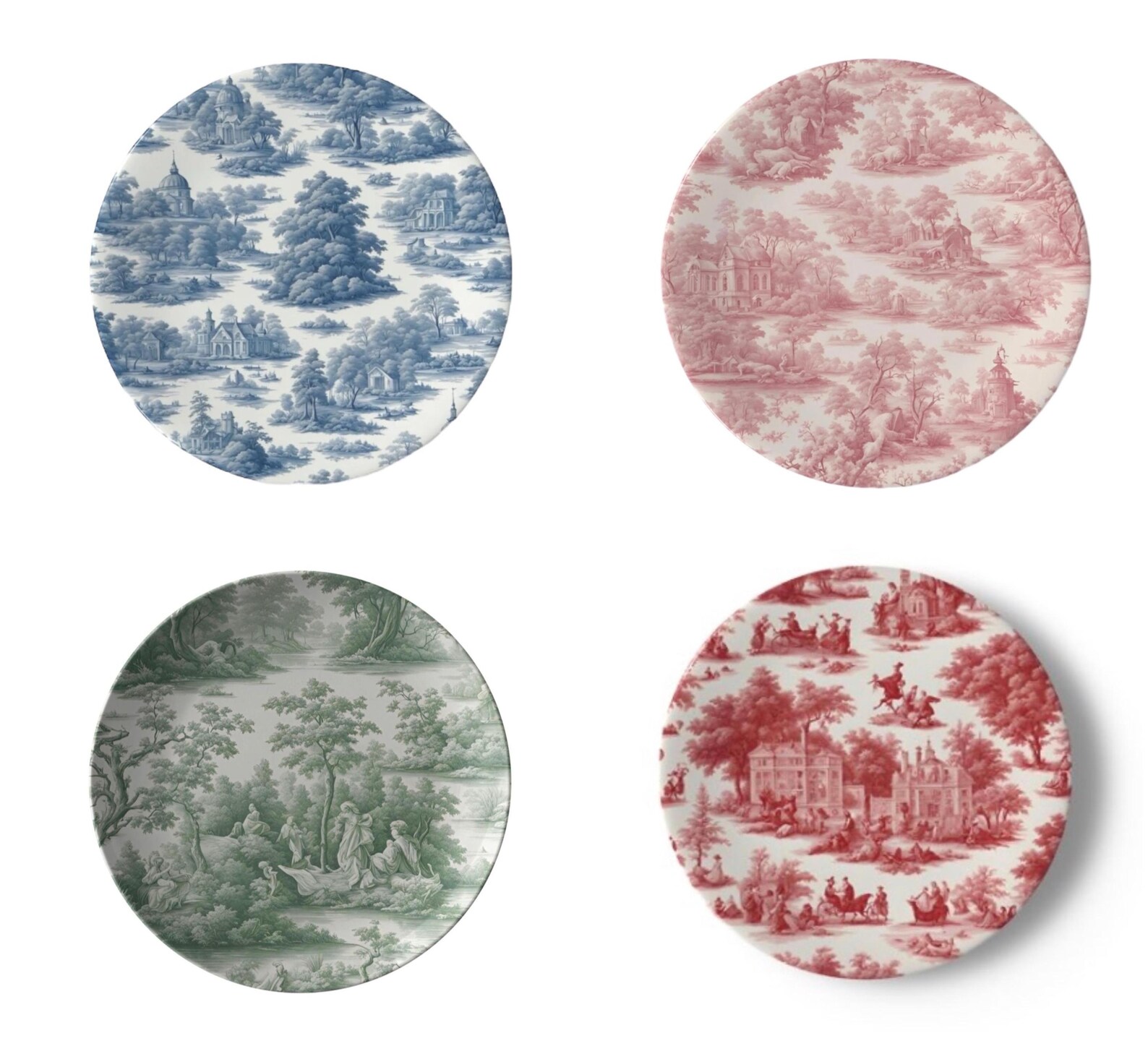 Variety Toile Plate Dinnerware Set, Bone China Plate, Easter Dinnerware ...