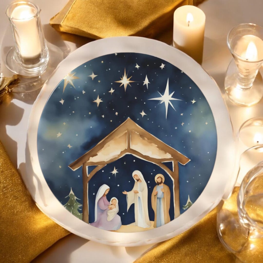 Nativity Plate, Christmas Dinnerware Set, Bone China Plate, Unique ...