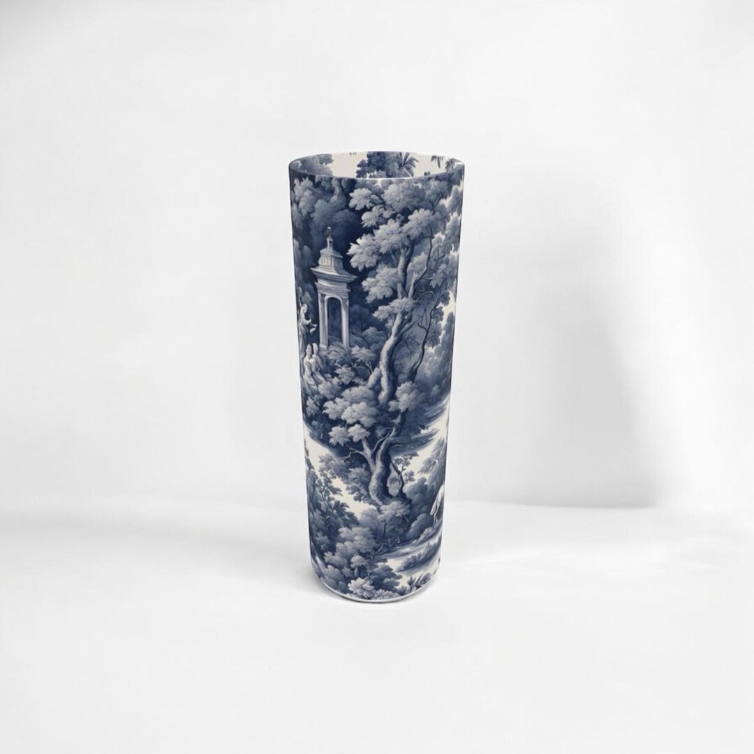 Navy and White Toile Flower Vase, French Country Vase, Decorative Vase ...