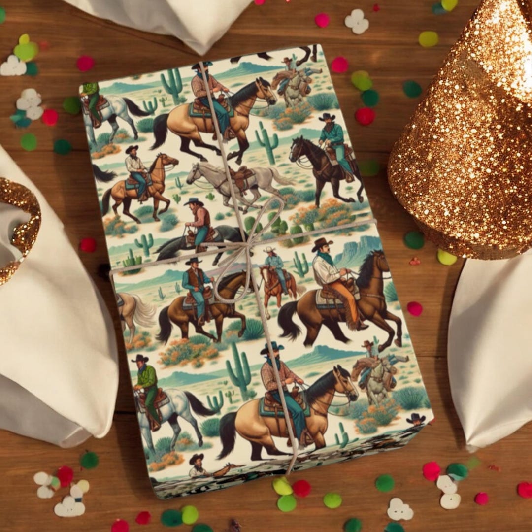 Wrapping Paper, Cowboy Gift Wrap, Western Themed Birthday Packaging ...