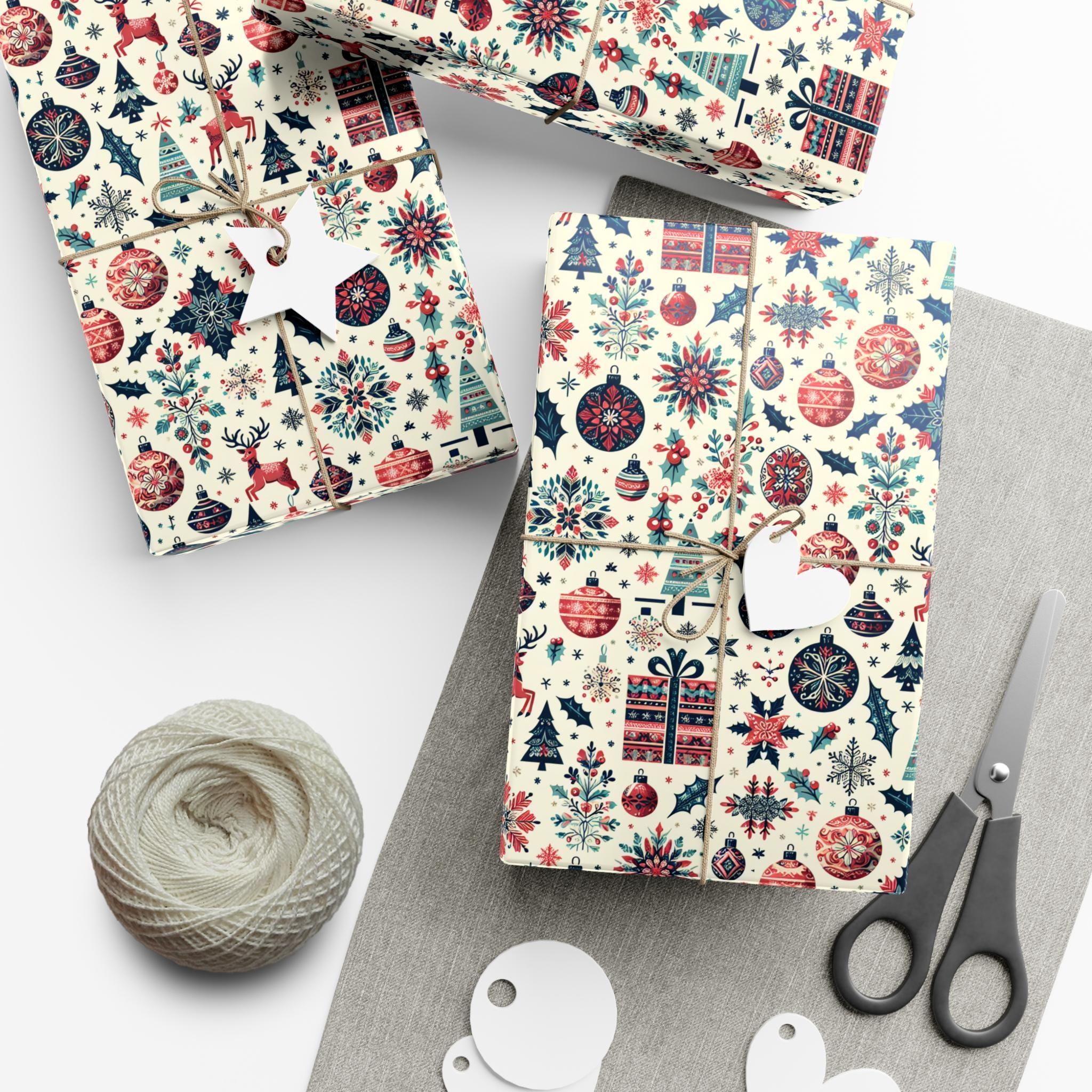 Vintage Christmas Design Gift Wrap Paper: Nostalgic Holiday Wrapping - Etsy