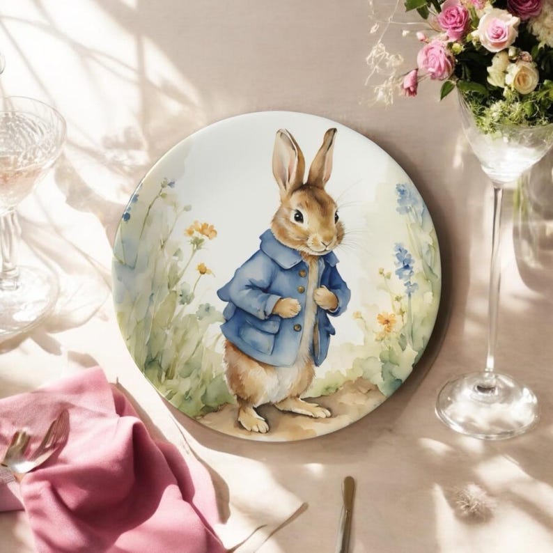 Watercolor Art Peter Rabbit Bone China Plates, Dinnerware Set, Easter ...
