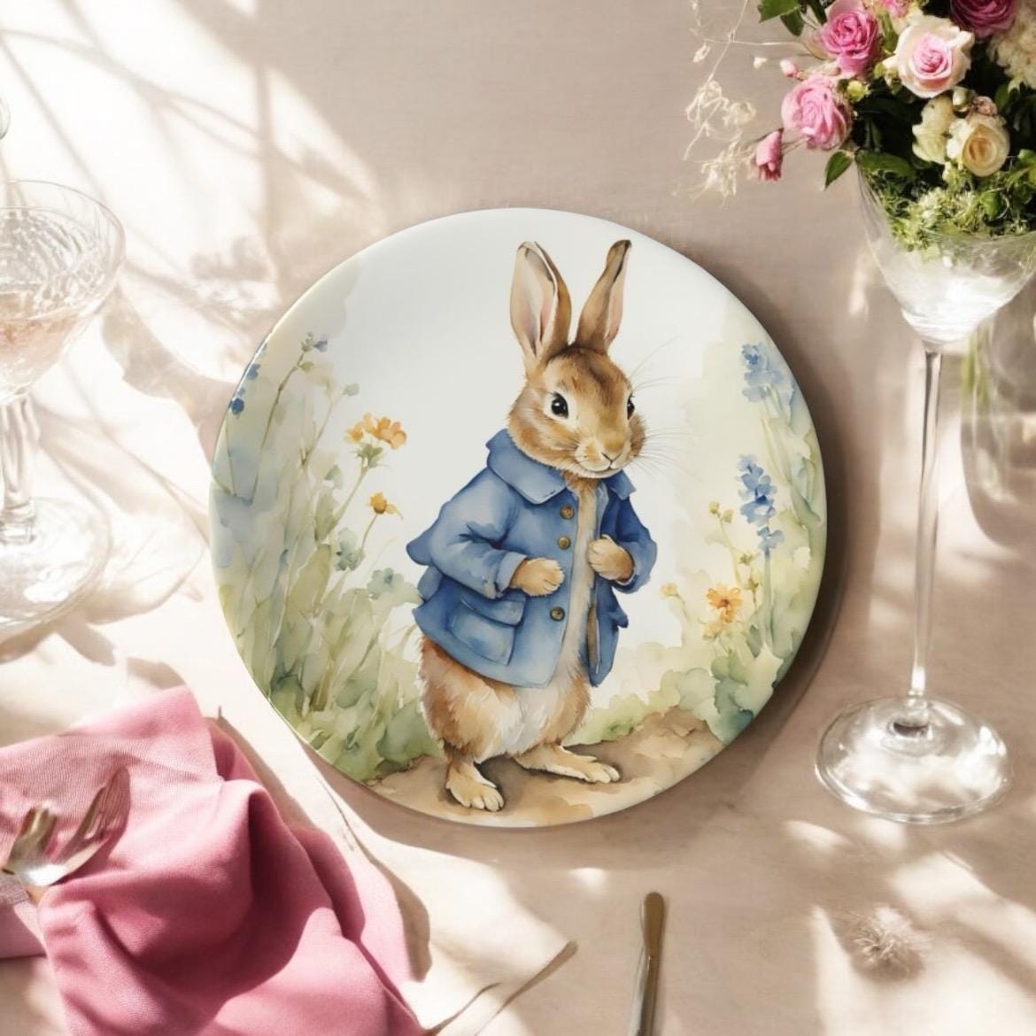 Watercolor Peter Rabbit Bone China Plate, Spring Dinnerware - Etsy