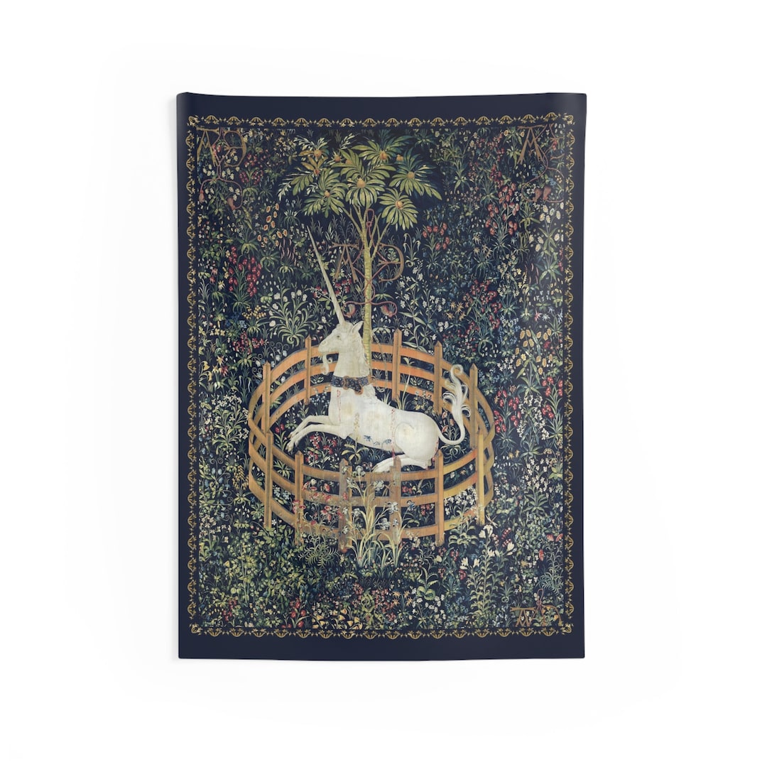 The Unicorn in Captivity, Medieval Wall Tapestry, Historical Hunting ...