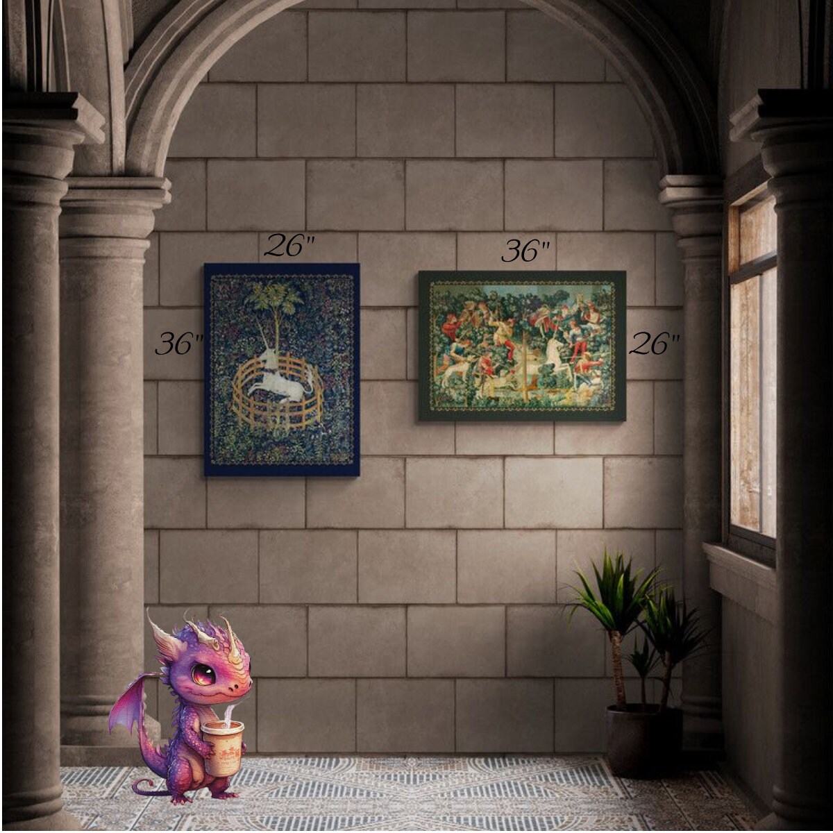 The Unicorn in Captivity, Medieval Wall Tapestry, Historical Hunting ...