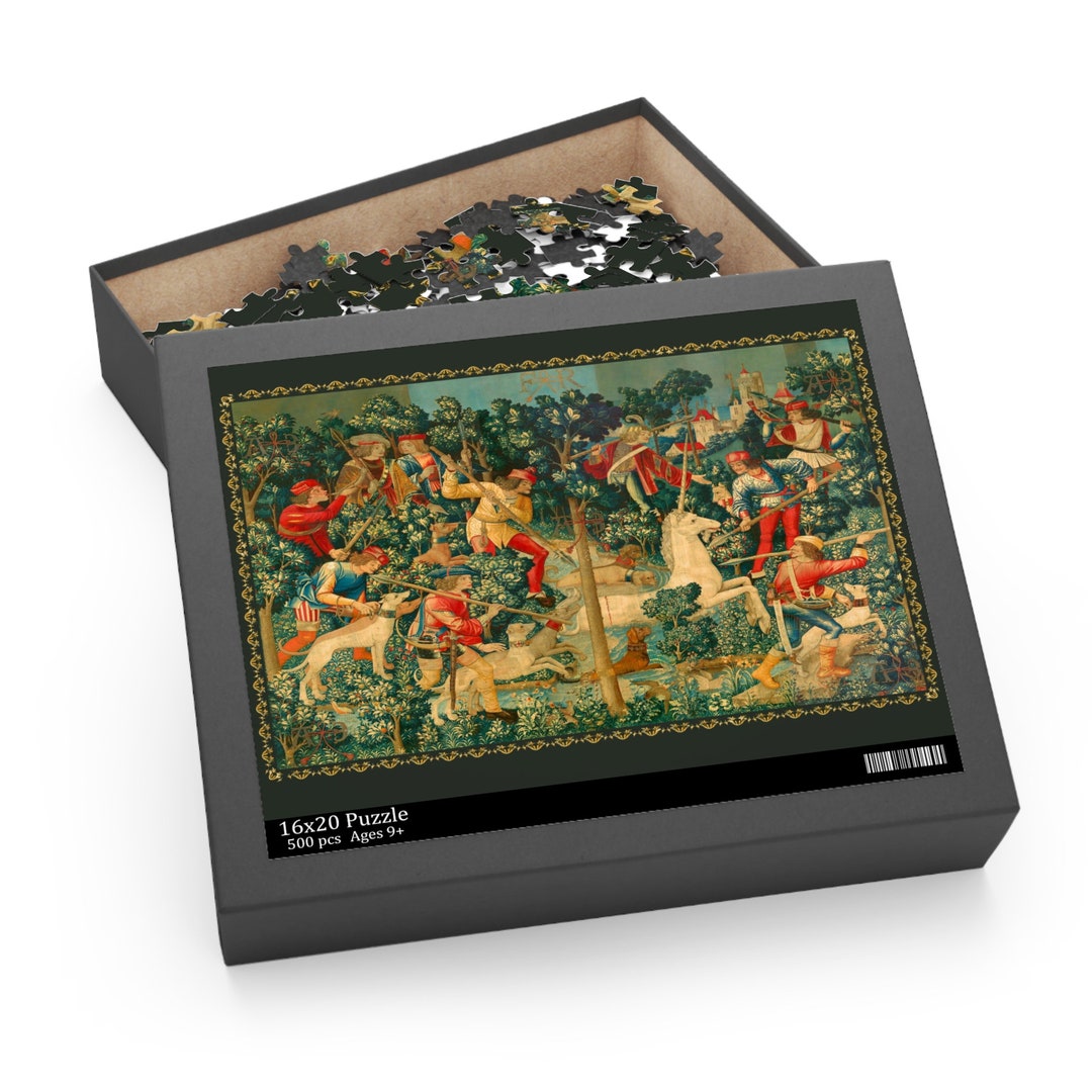 Unicorn Hunt, Medieval Tapestry Jigsaw Puzzle , 500 Piece - Etsy
