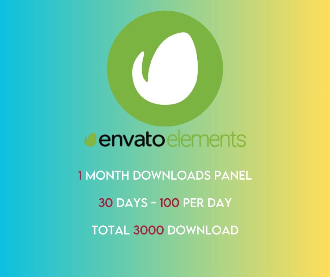 Envato Elements 30 Days Downloader 100 Download per Day Download Panel Service - Etsy