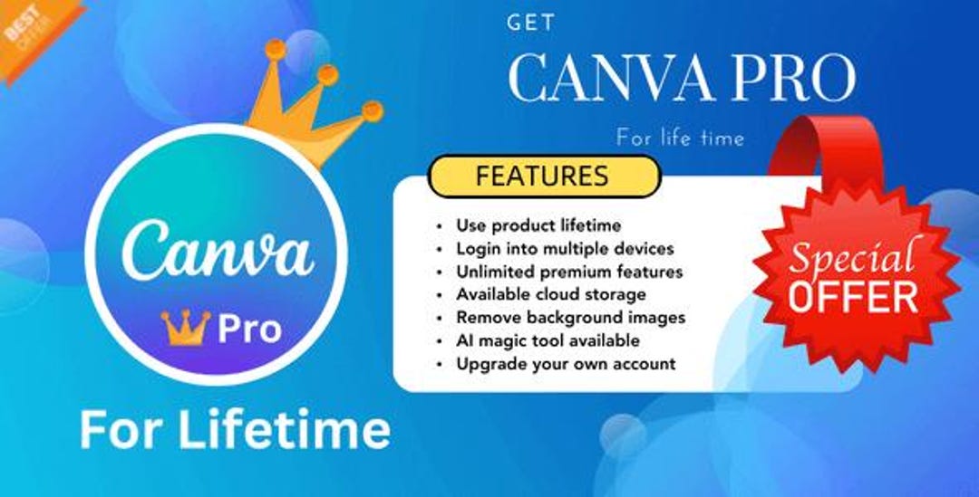 Canva Pro Lifetime Subscription Canva Pro Lifetime Access Canva Upgrade and Template Design ...