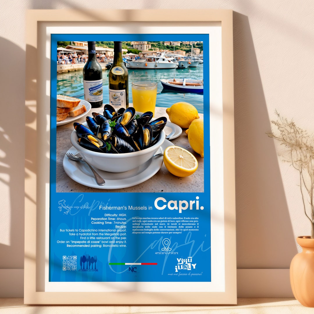 Capri Poster, Impepata Di Cozze, Italian Food Poster, Modern Kitchen ...