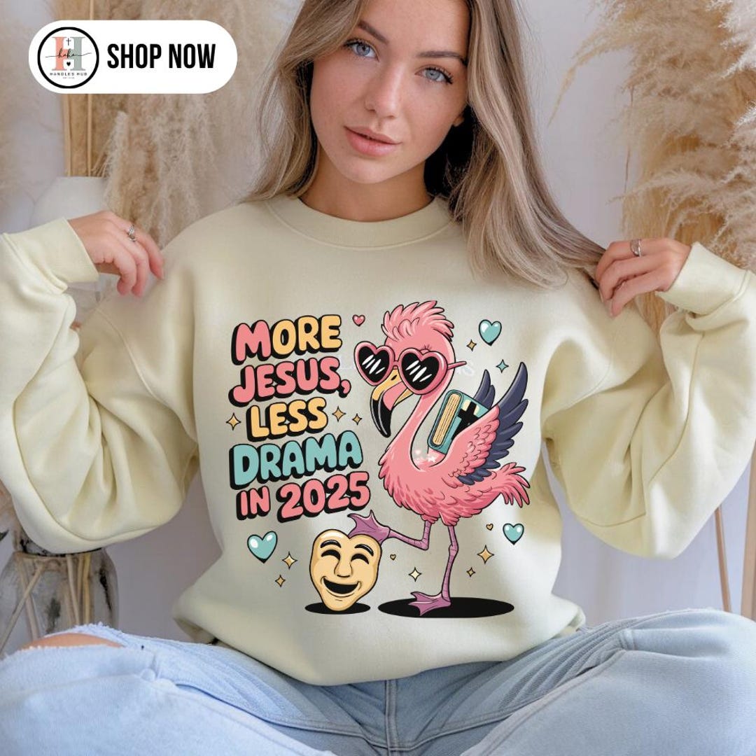 More Jesus, Less Drama in 2025 Flamingo With Bible Digital Download T ...