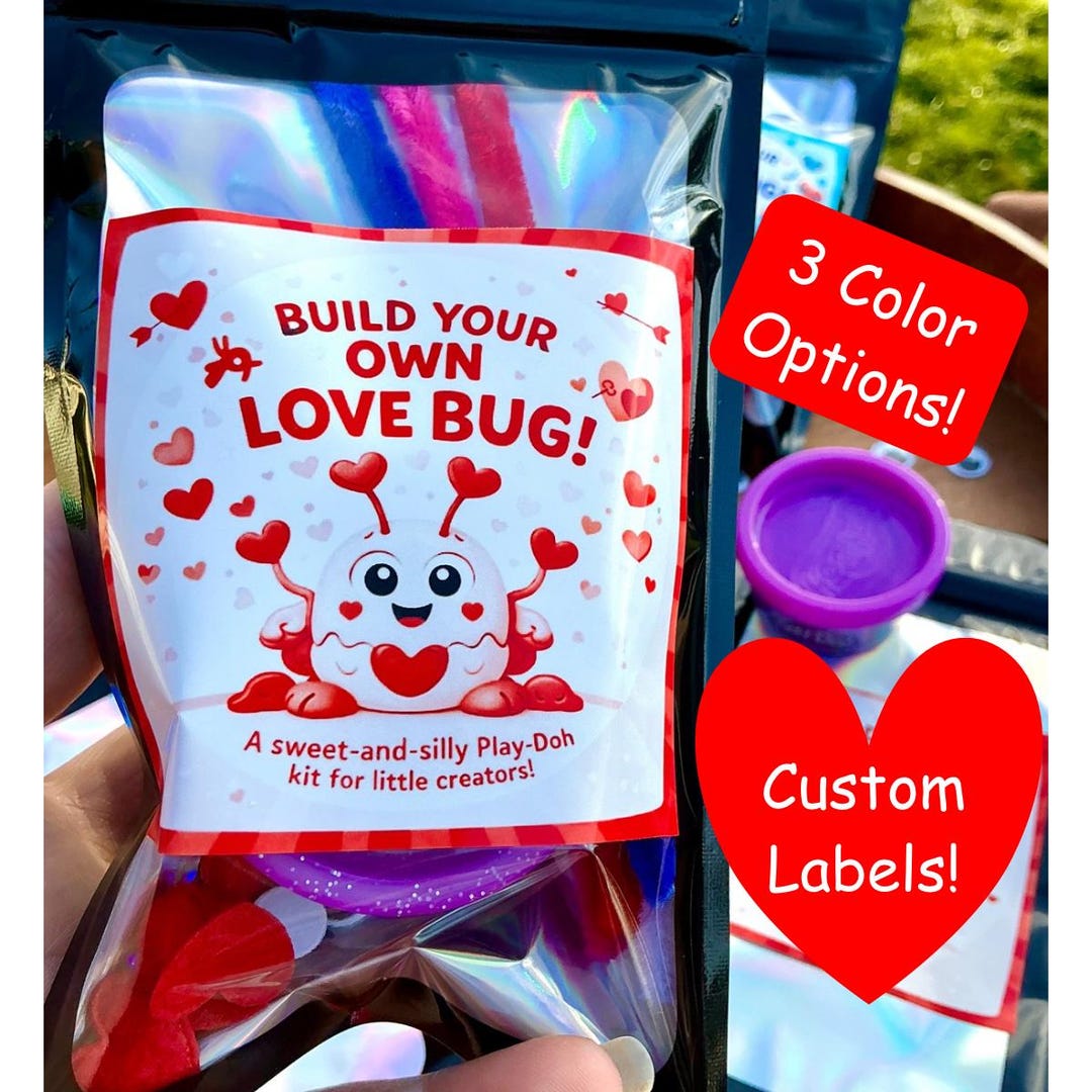 Valentine’s Build Your Own Love Bug Kit: Kids Custom Labels Party Favor ...