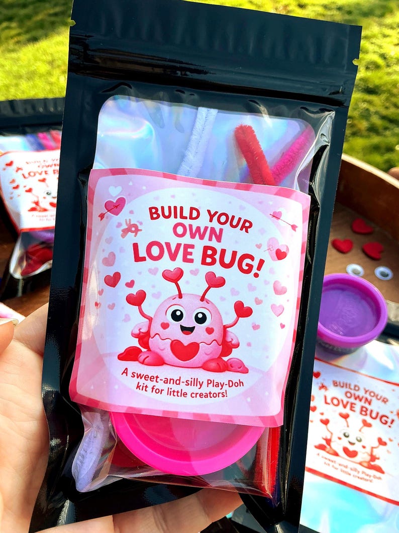 Valentine’s Build Your Own Love Bug Kit: Kids Custom Labels Party Favor ...