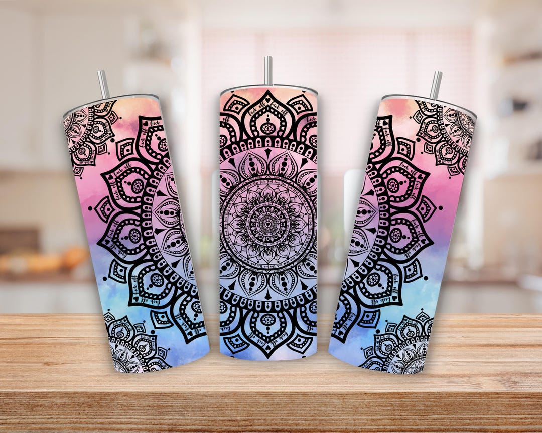 Hidden Curse Word Mandala Funny 20oz Skinny Tumbler, Hidden Cuss Word ...