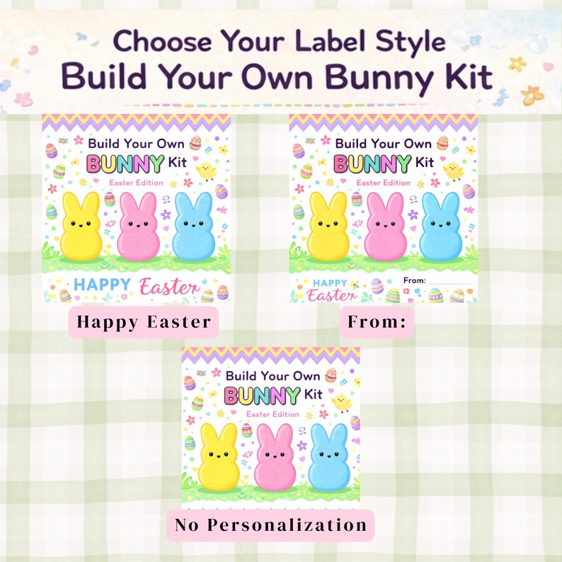Easter Build Your Own Easter Bunny Kit: Kids Custom Labels Party Favor ...